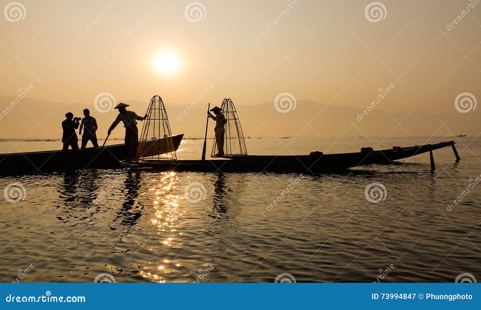 Fishermen on the Boat in Inle, Myanmar Editorial Photography - Image of ...