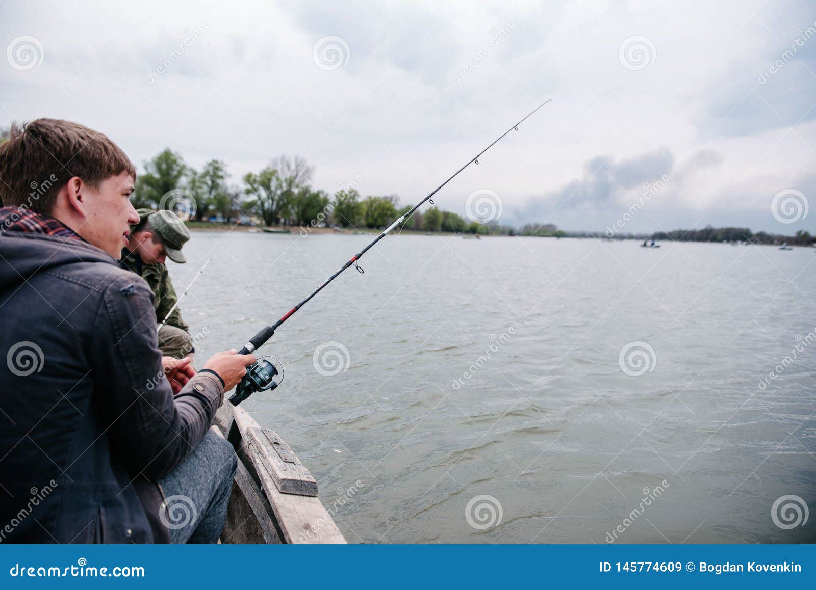 Fishermen Catch Fish Sitting in the Boat Stock Image - Image of fishing ...