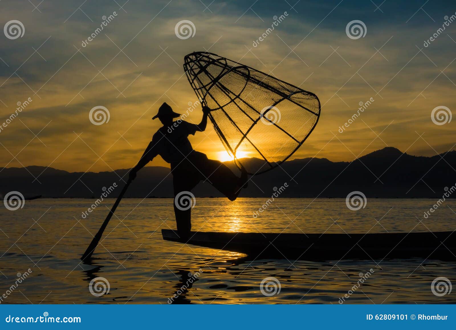 Fishermen at Inle Lake during Sunset Stock Image - Image of destination ...