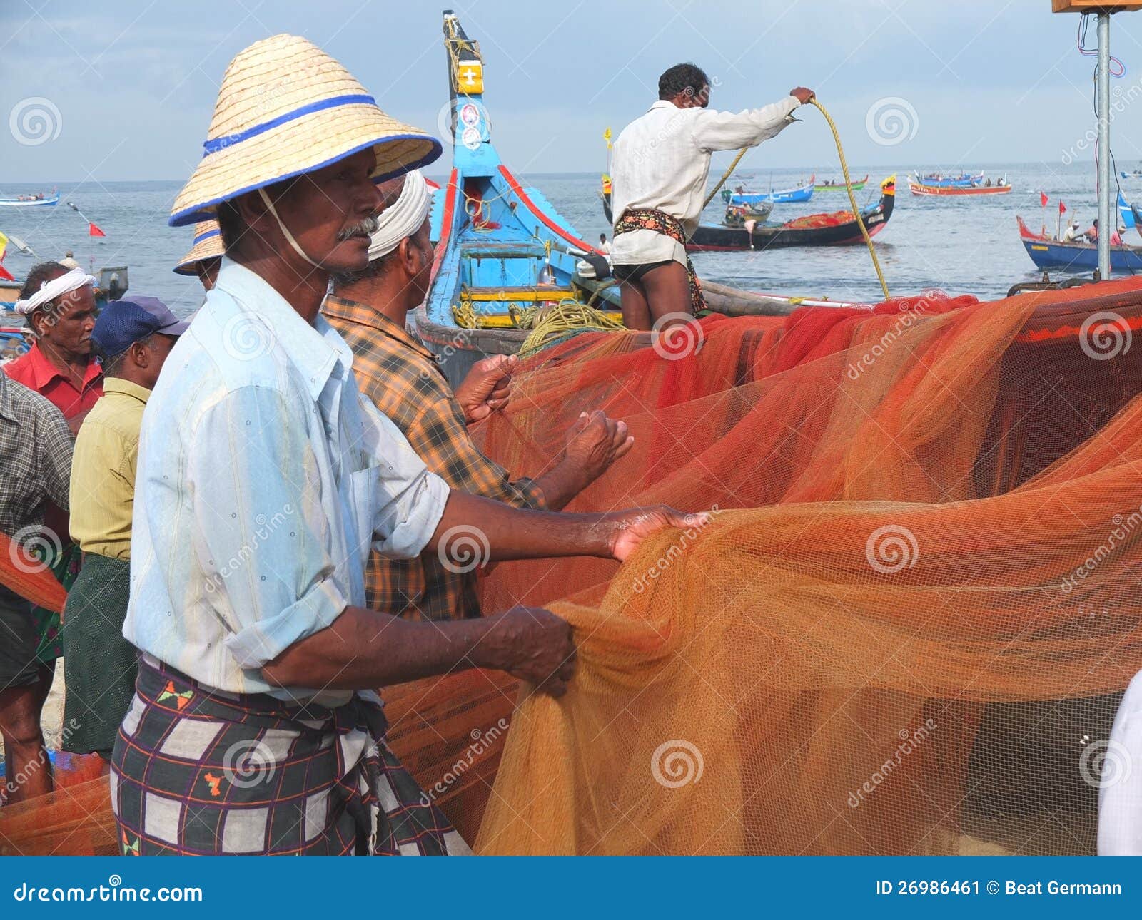 Fishermen, Marari Beach, Kerala India Editorial Photo - Image of ...