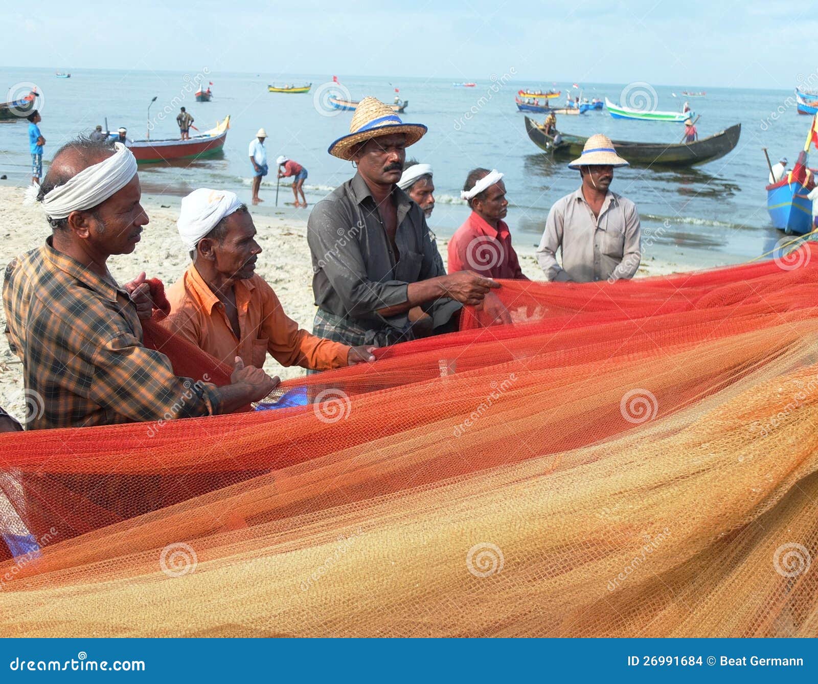 Fishermen, Marari Beach, Kerala India Editorial Stock Image - Image of ...