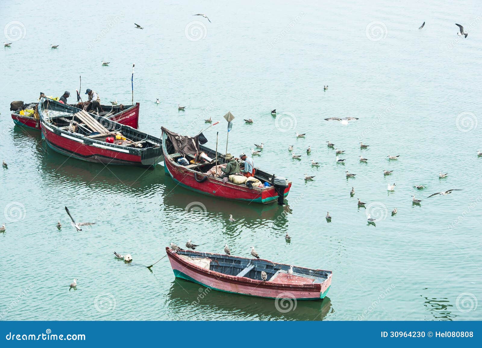 Fishermen in Samall Wooden Boats, Morocco Editorial Image - Image of ...