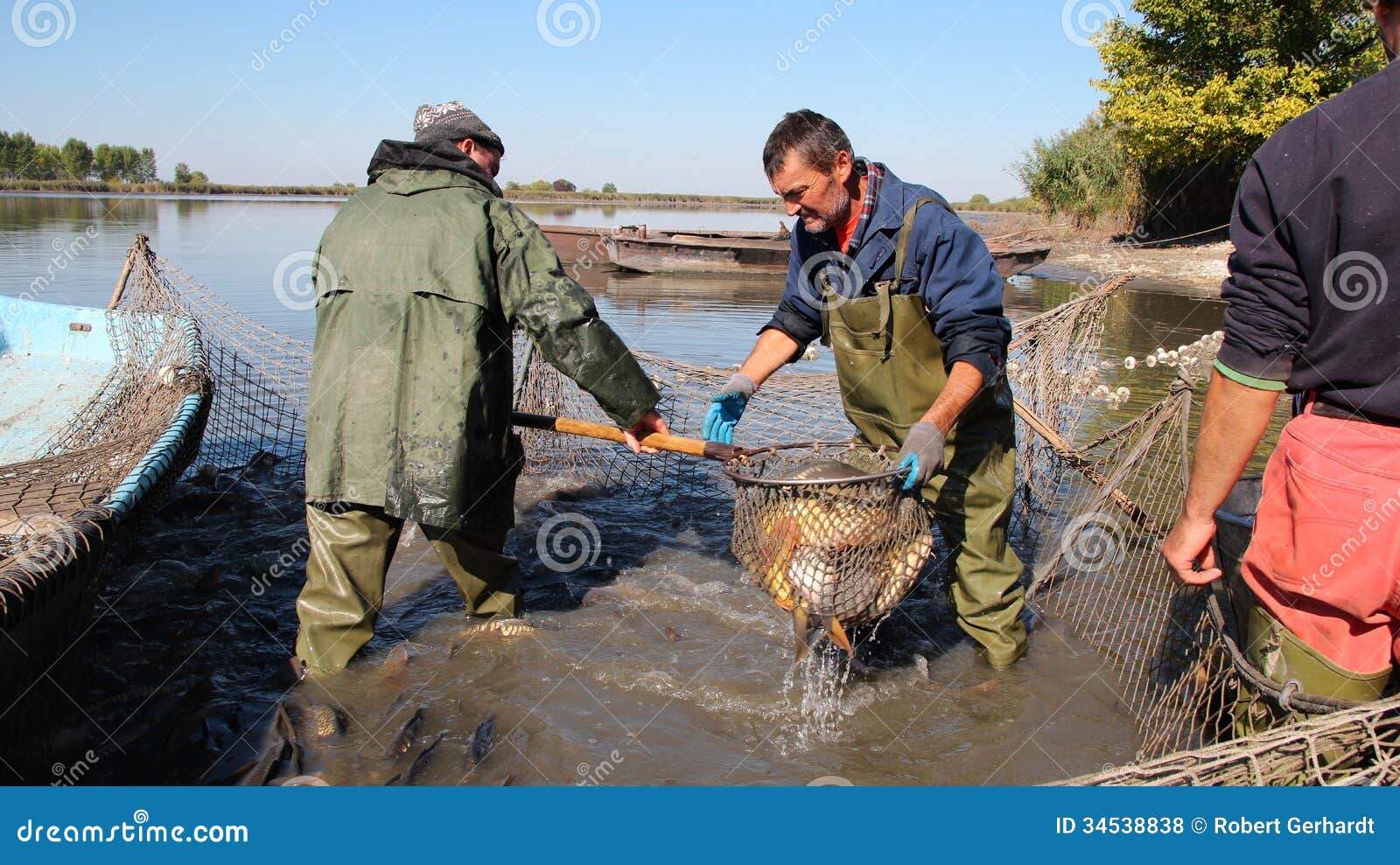 Fishermen Workplace, Fisher Boat Shot With A Drone, Down Facing Shot ...