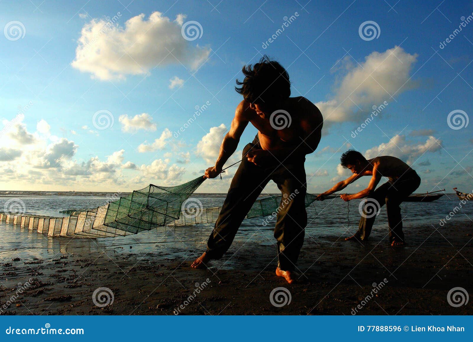 Fishermen Working at the Beach Editorial Photo - Image of delta, mekong ...