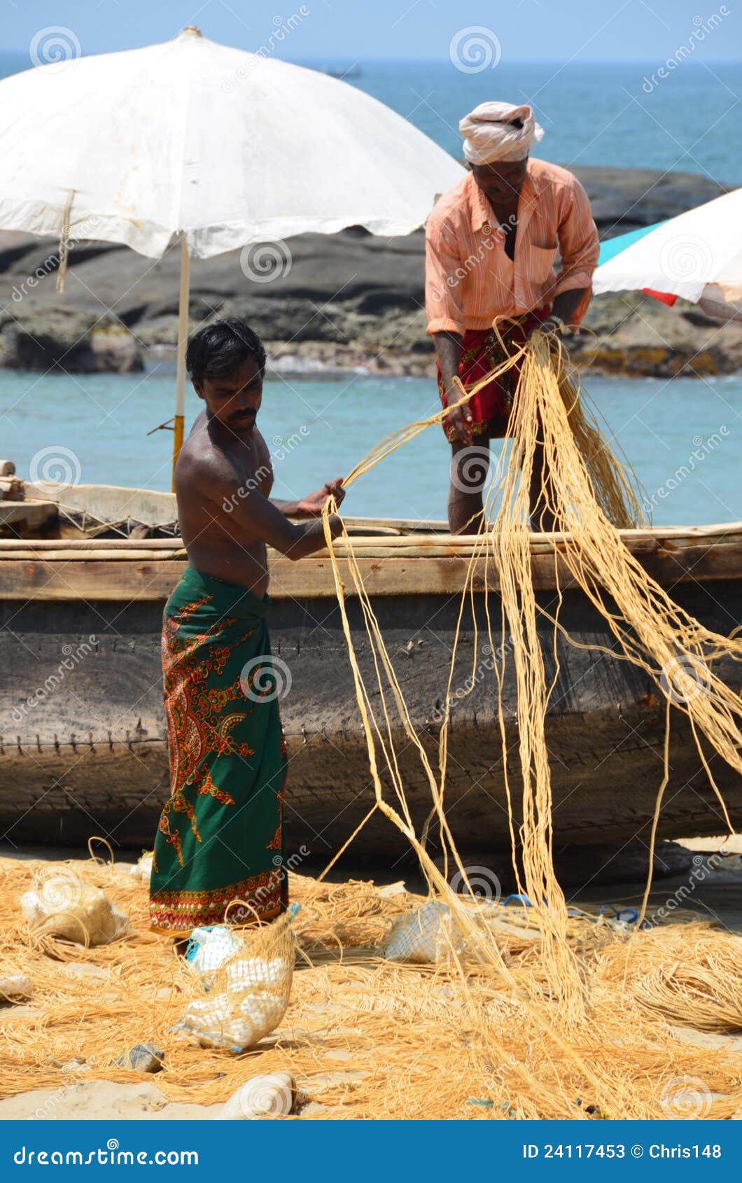 Fishermen Working on Kovalam Beach, Kerala, India Editorial Stock Photo ...