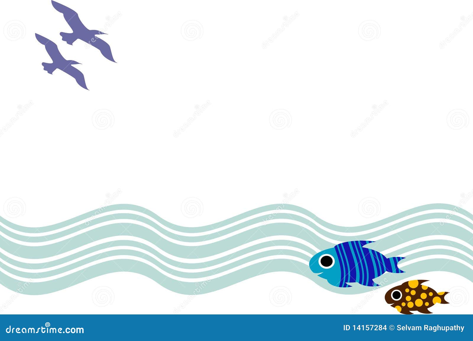 Fishes and birds stock vector. Illustration of color - 14157284