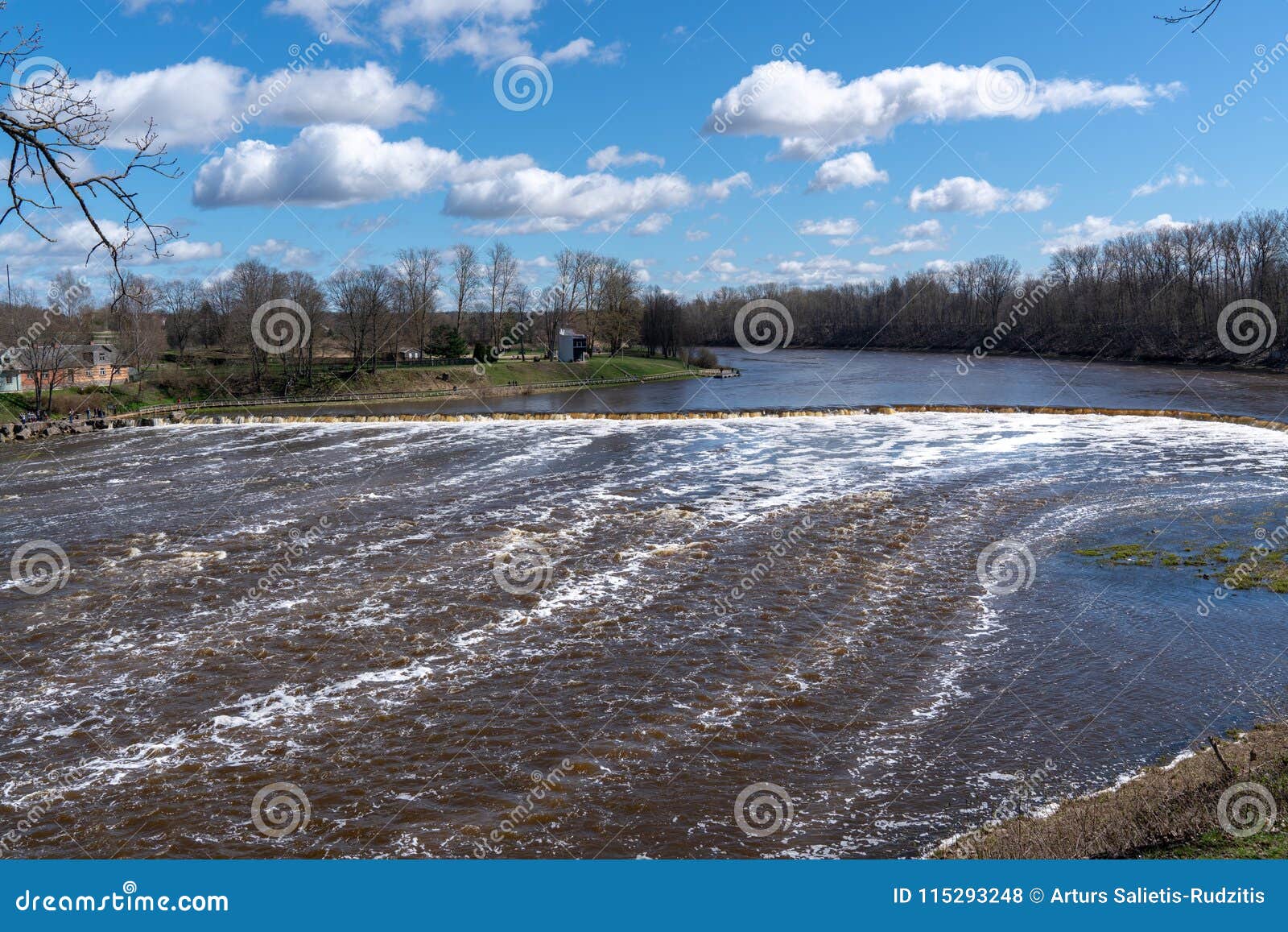 Fish Jumping Up in Waterfall and Going Upstream for Spawning Stock ...