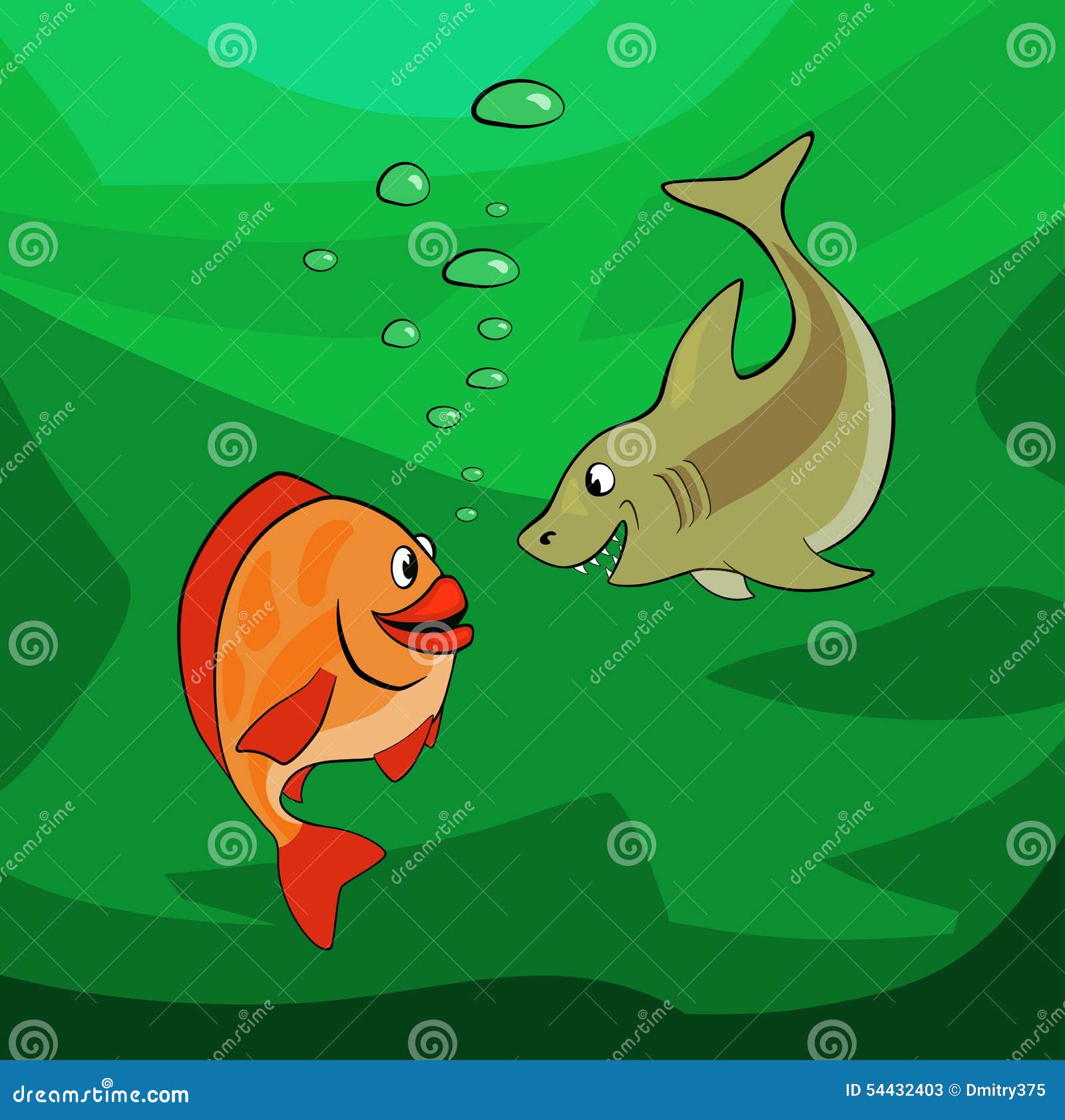 Fishes Looking at Each Other in the Deep Stock Vector - Illustration of ...