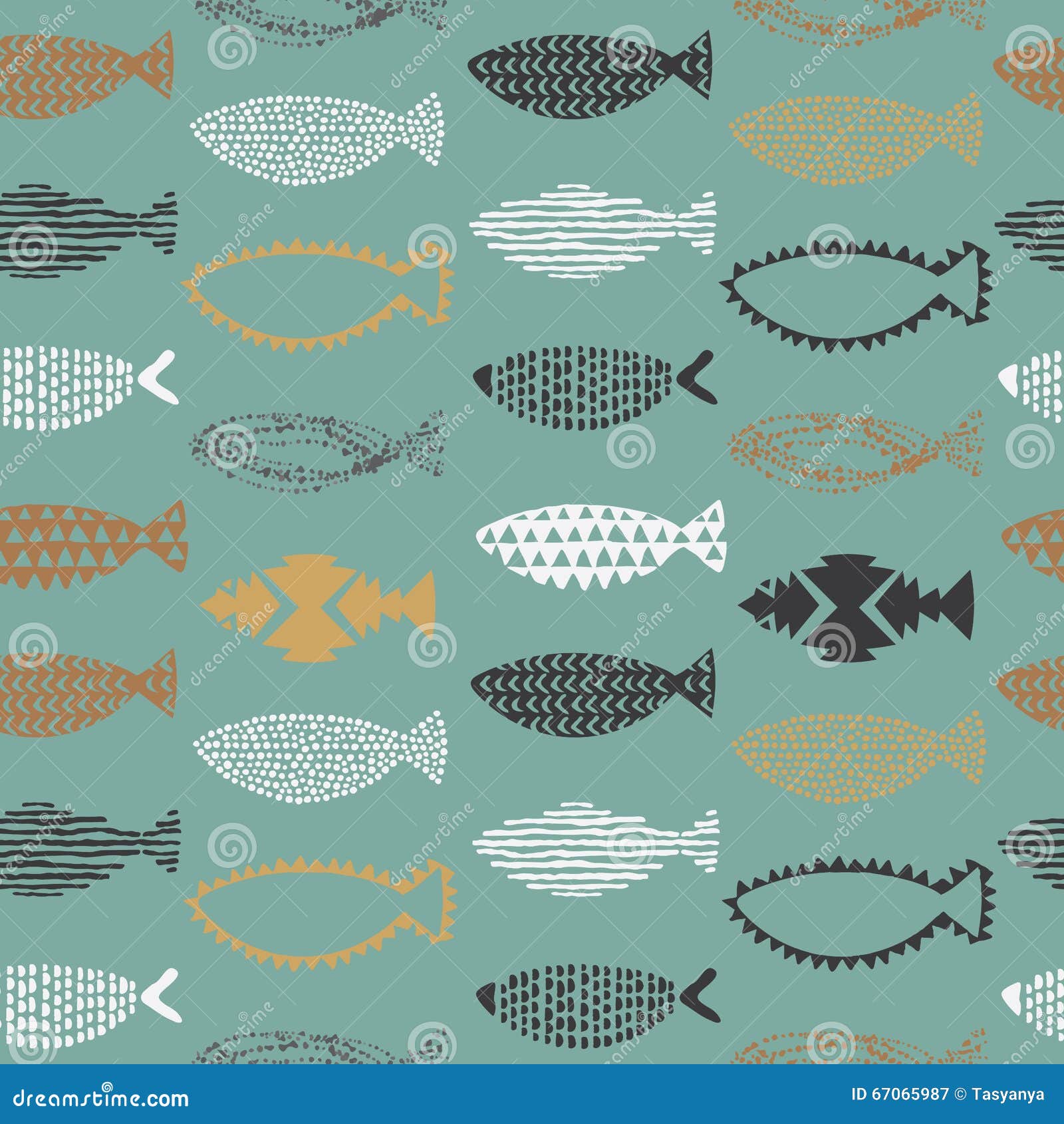 Fishes seamless pattern. stock vector. Illustration of concept - 67065987