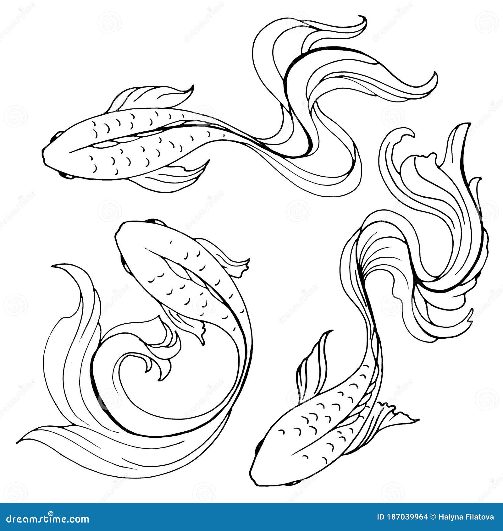 808 Fishes, Set of Drawings Pencil Stylized Fish Stock Vector ...