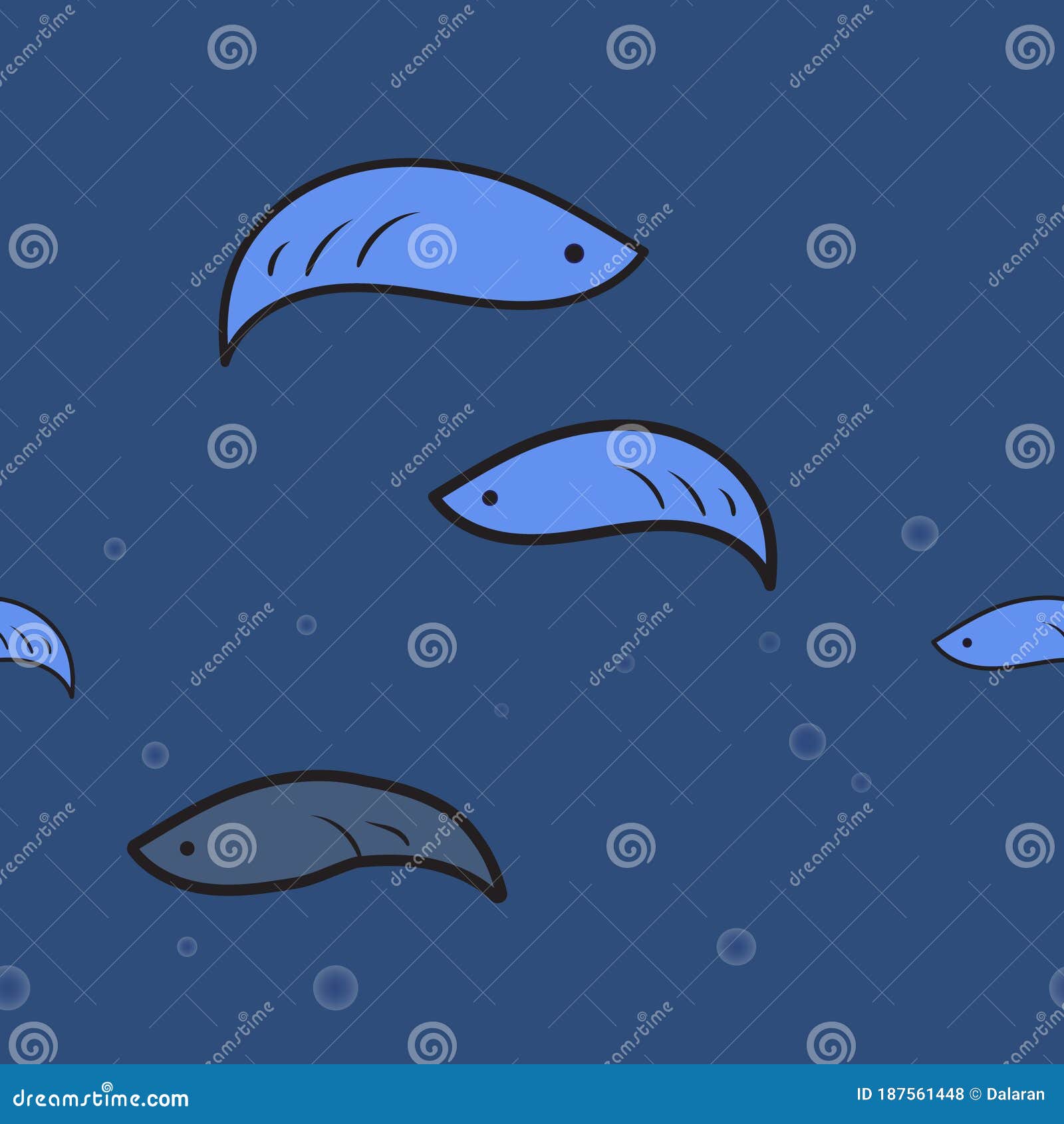 Fish Doodle Seamless Pattern. Aquarium Tank Vector Illustration Stock ...