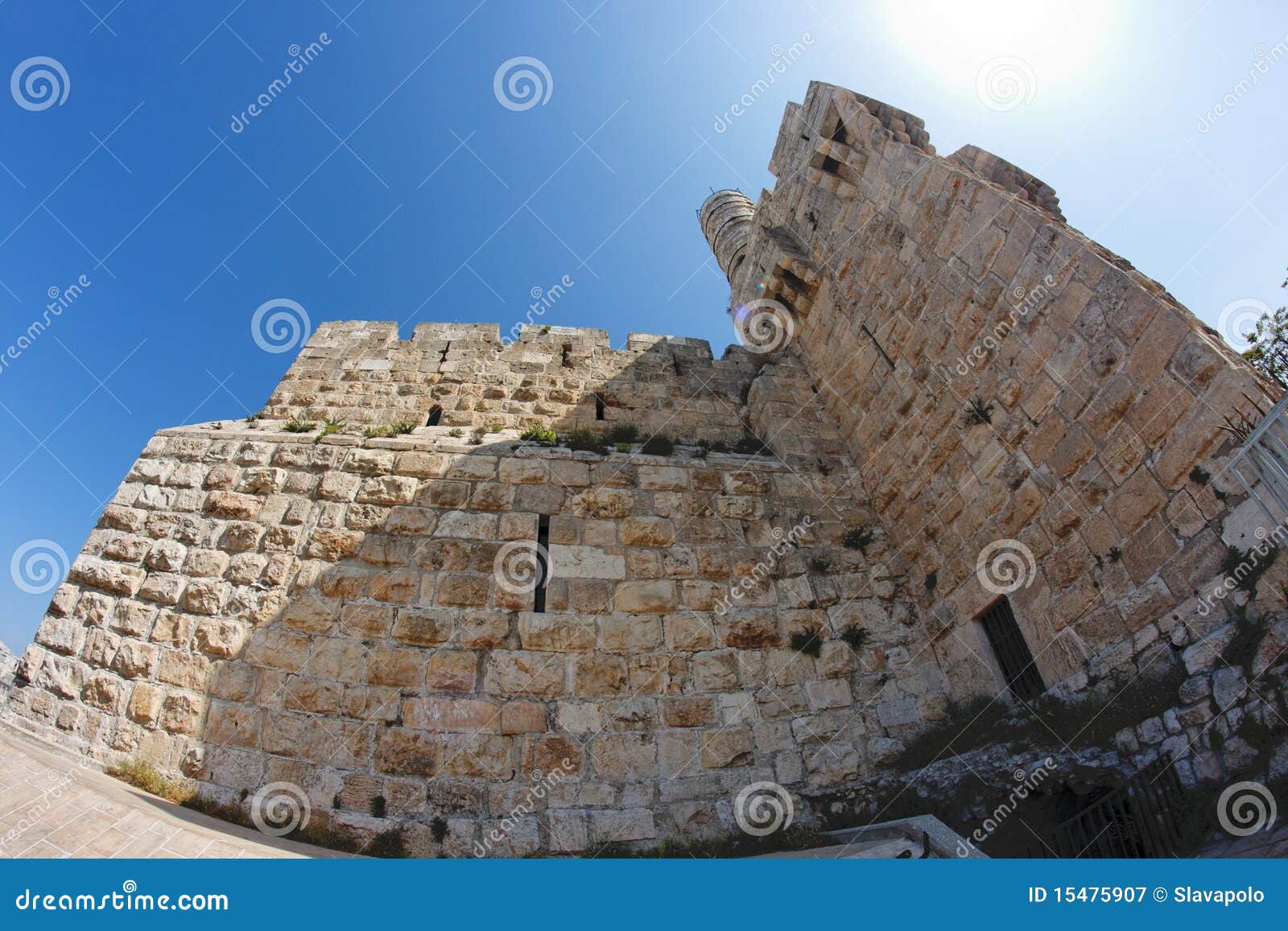 Fisheye View of an Ancient Citadel in Jerusalem Stock Image - Image of ...