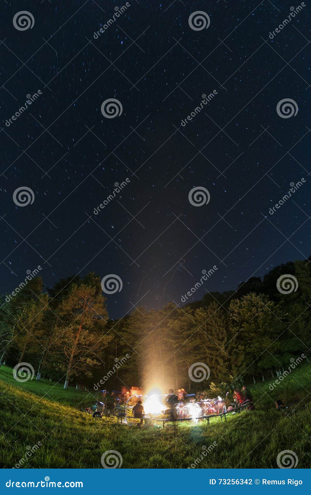 Fisheye view of a campfire stock photo. Image of night - 73256342