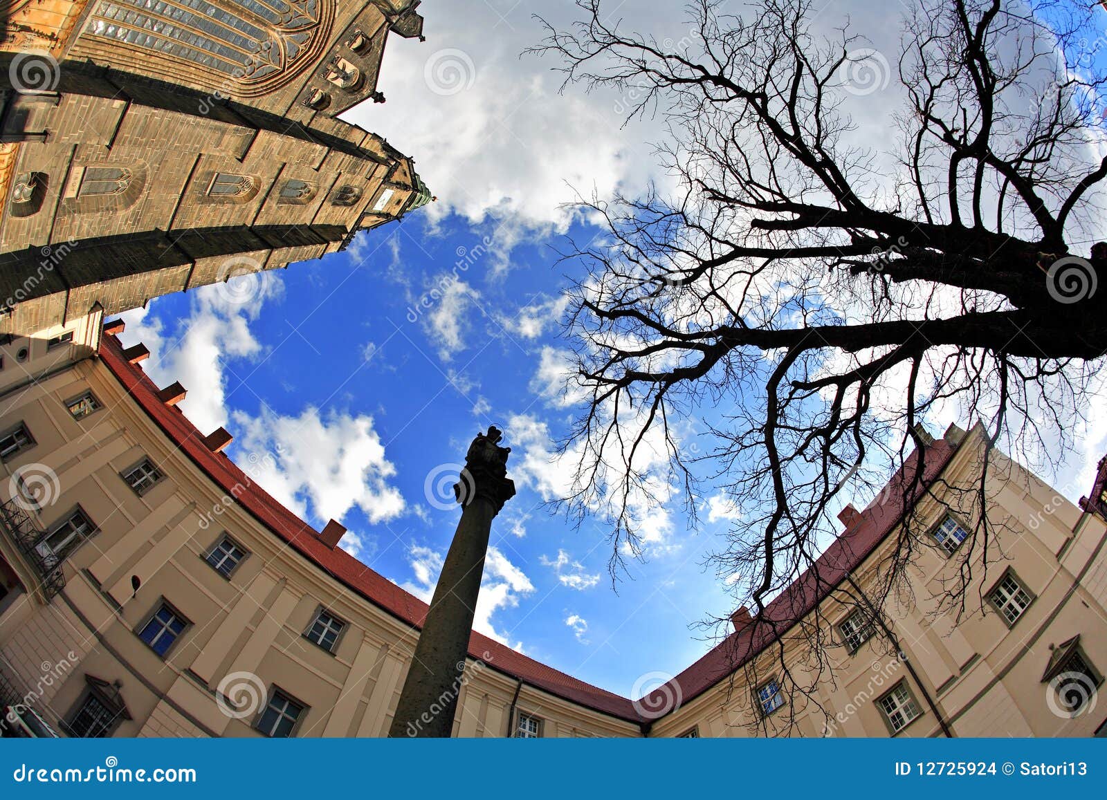 Fisheye view of the church stock photo. Image of statue - 12725924