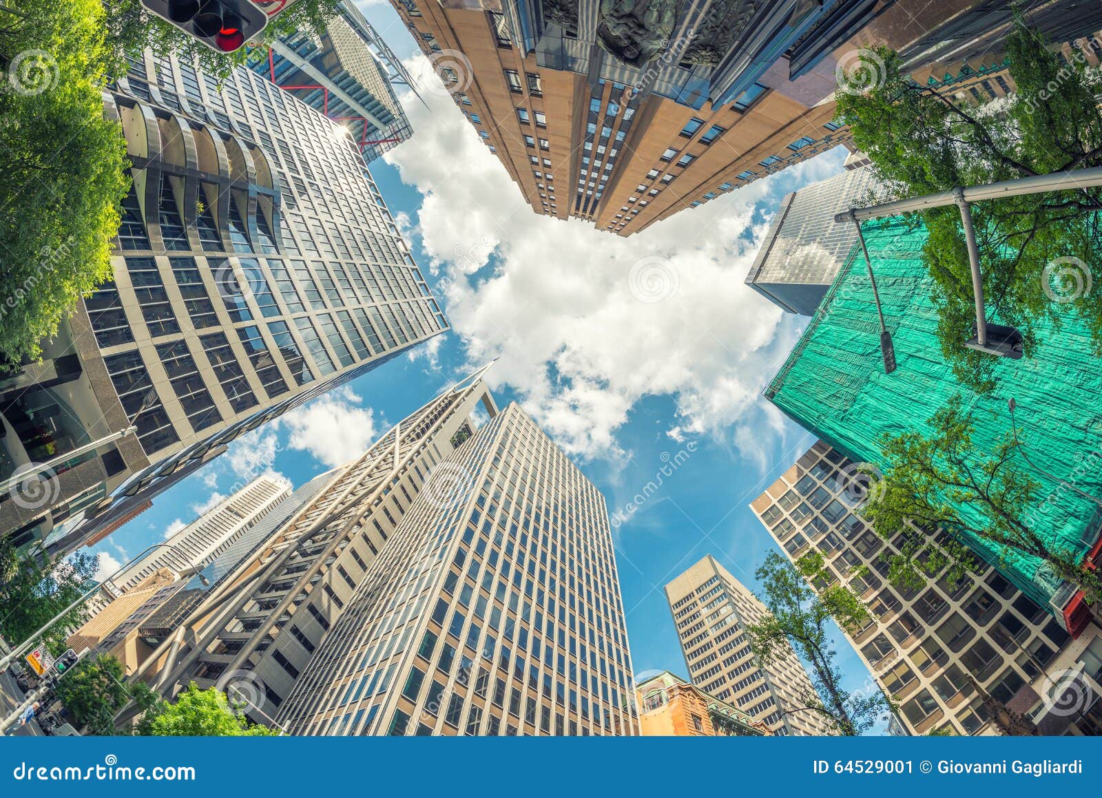 Fisheye View of City Skyscrapers Stock Image - Image of business, wide ...