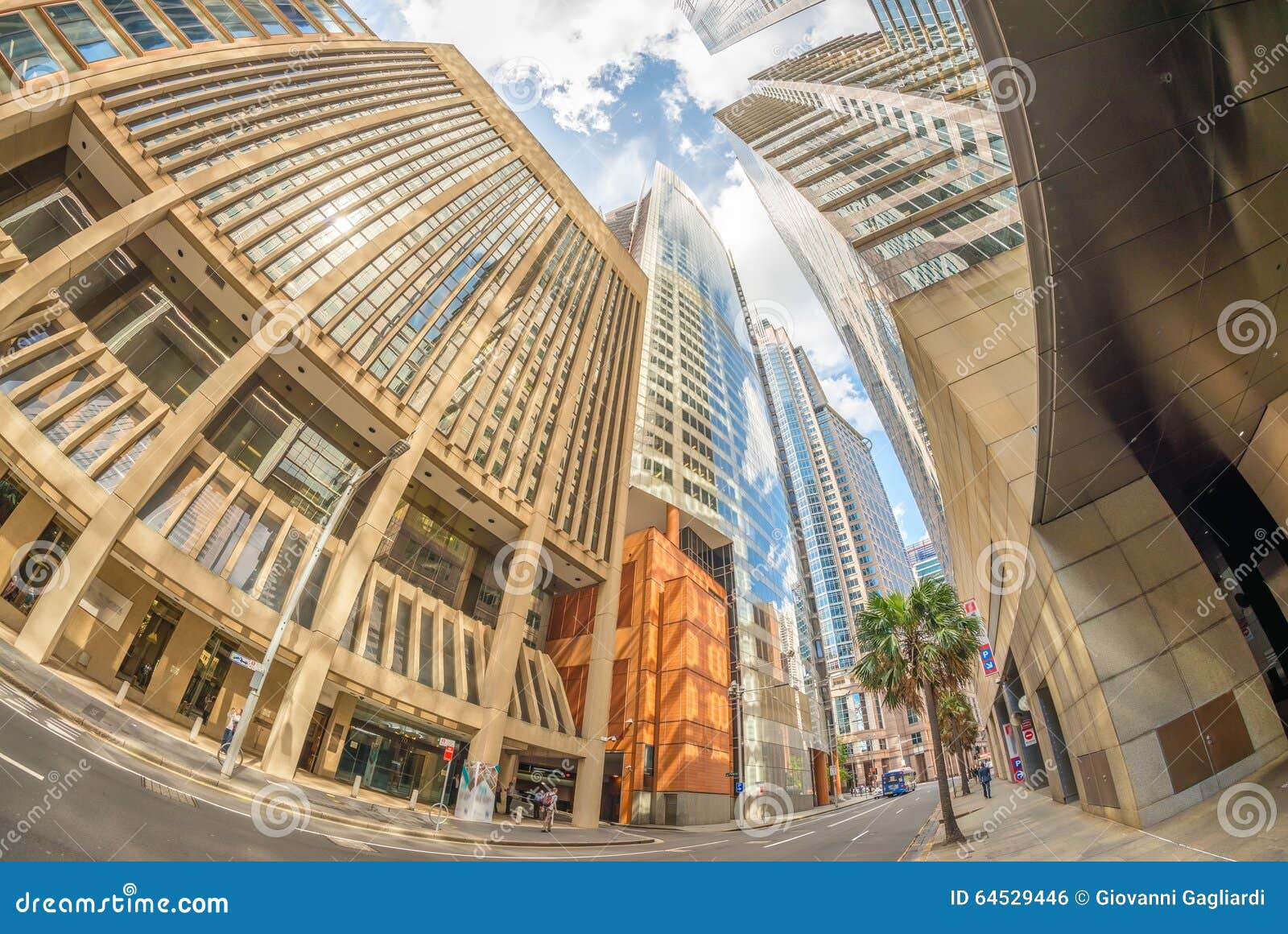 Fisheye View of City Skyscrapers Stock Photo - Image of outdoor ...