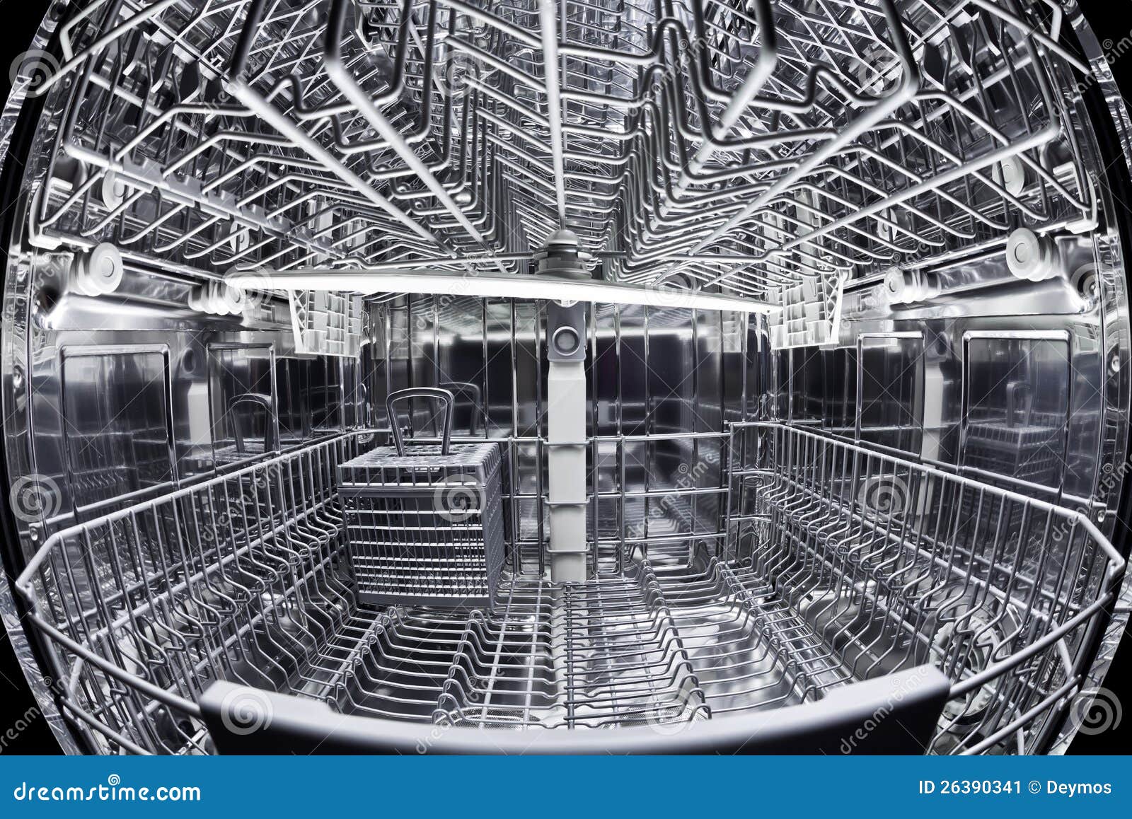 Fisheye View of the Interior of Dishwasher Stock Image - Image of ...
