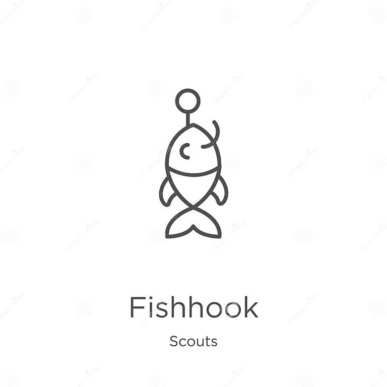Fishhook Icon Vector from Scouts Collection. Thin Line Fishhook Outline ...