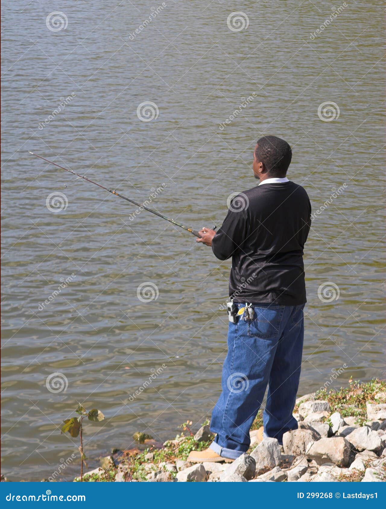 Fishing Alone stock photo. Image of blue, fresh, capture - 299268