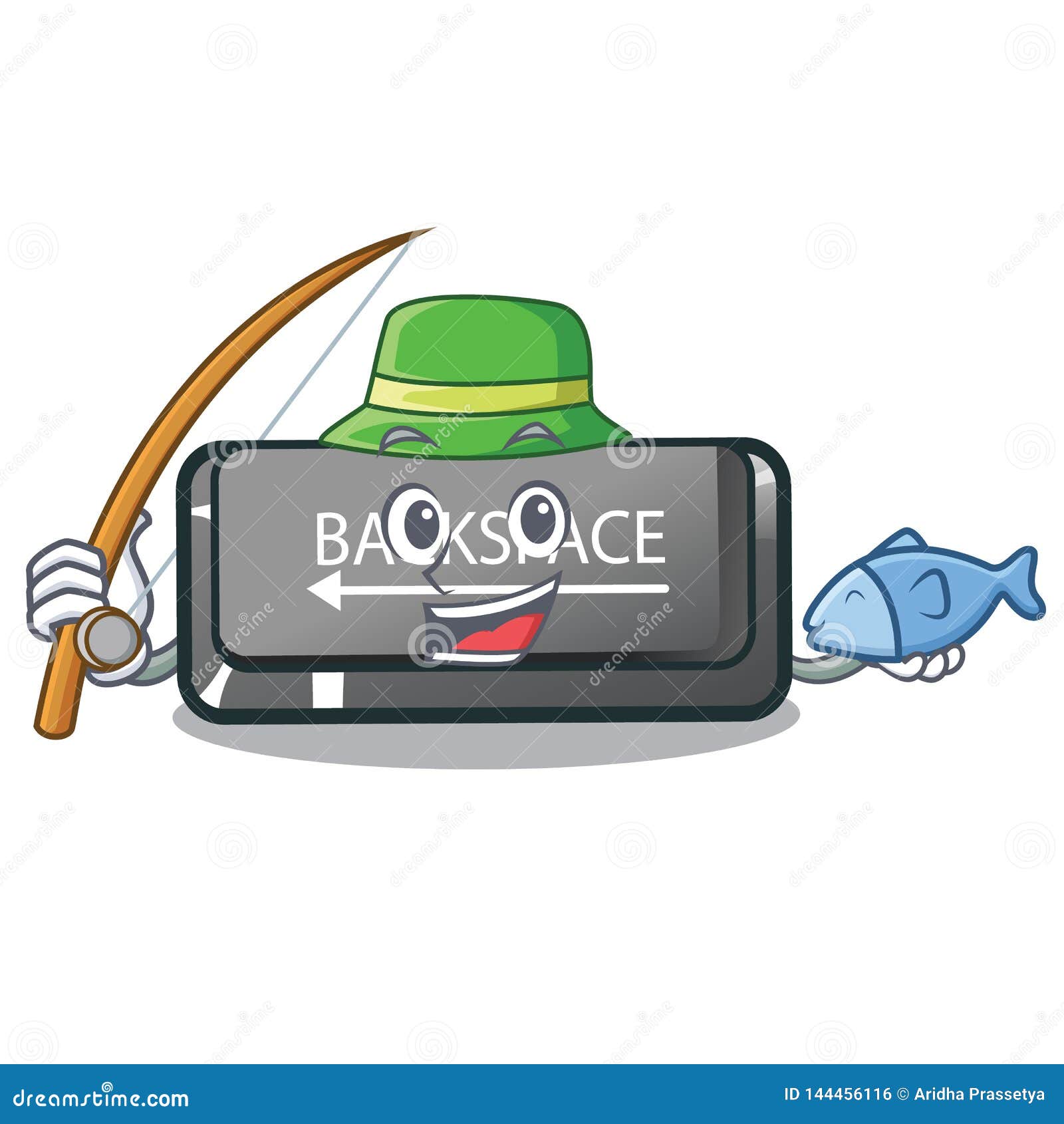 Fishing Backspace Button Installed on Cartoon Keyboard Stock Vector ... Fishing Backspace Button Installed on Cartoon Keyboard Stock Vector ...