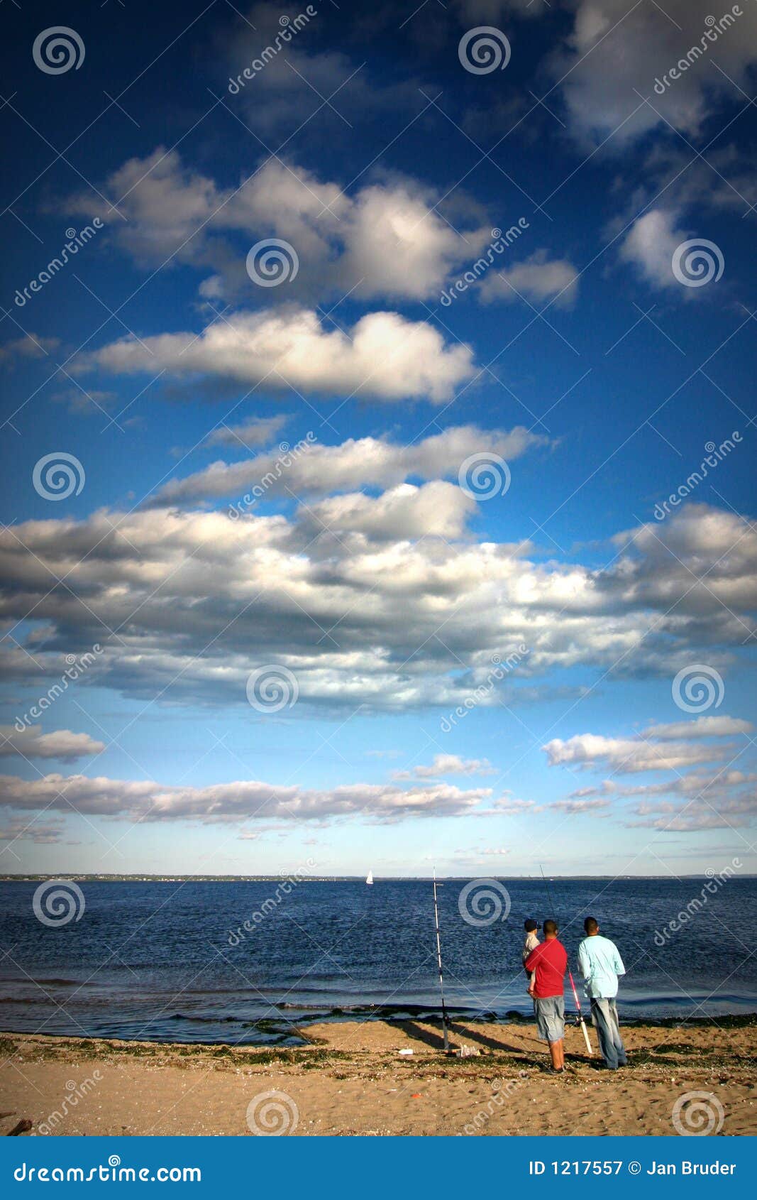 Fishing on the Beach - Summer Stock Image - Image of calm, blue: 1217557