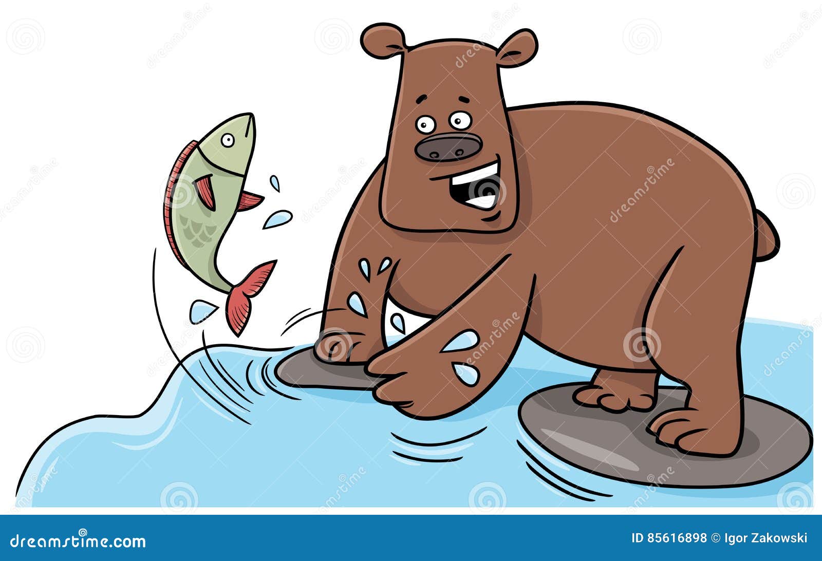 Bear Catching Salmon Haida Style Cartoon Vector | CartoonDealer.com ...