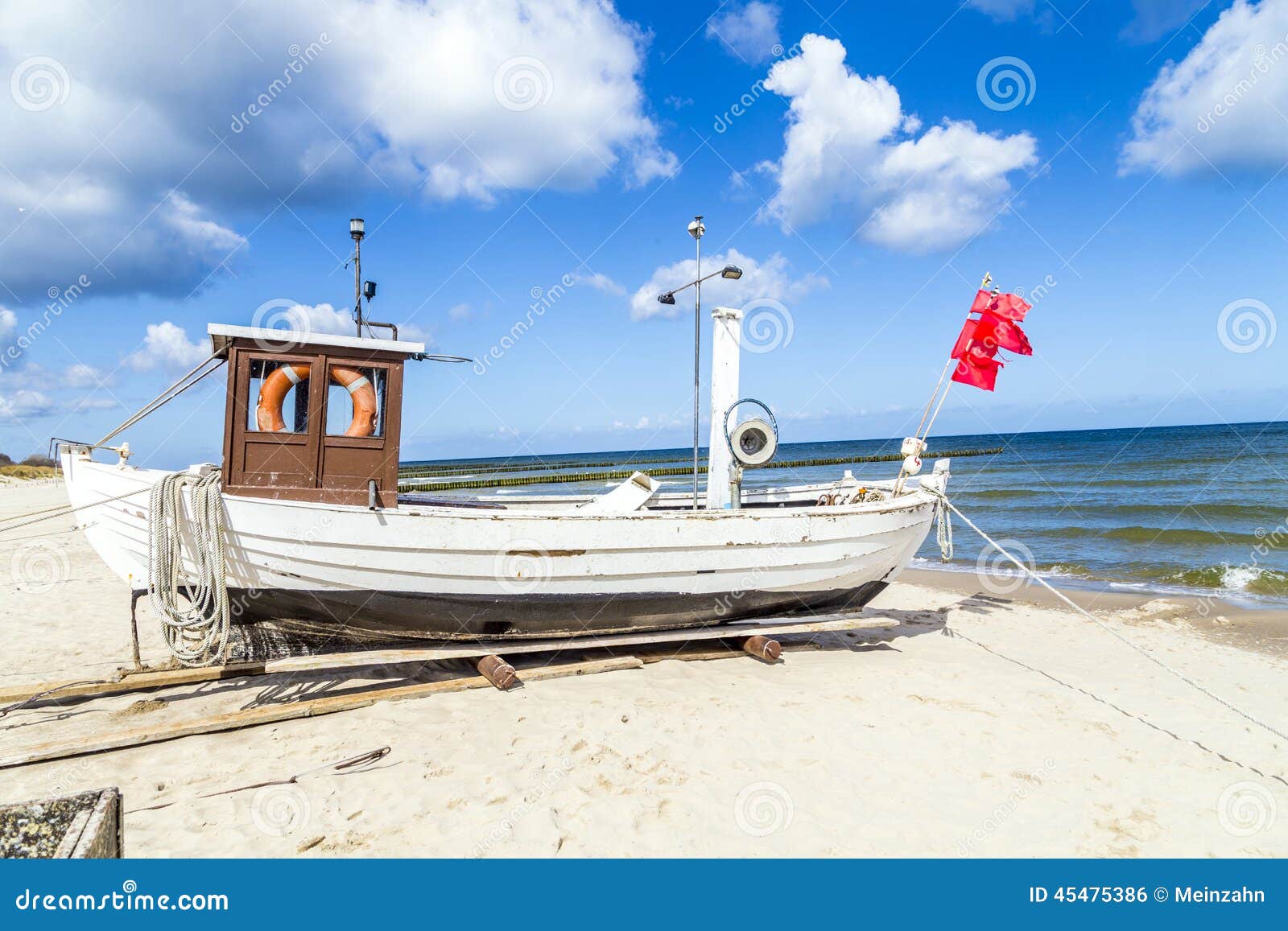 Fishing Boat on the Baltic Sea Stock Photo - Image of ahlbeck, clouds ...