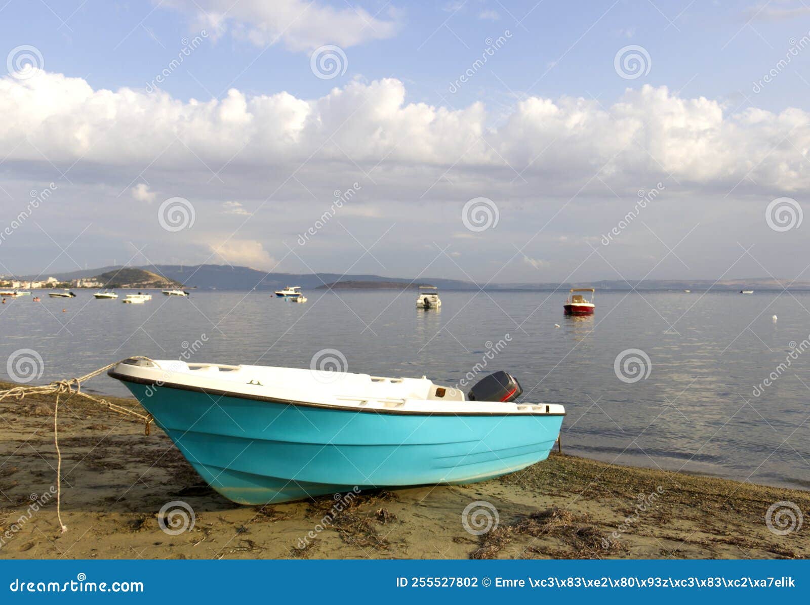 Fishing boat on the beach stock photo. Image of island - 255527802