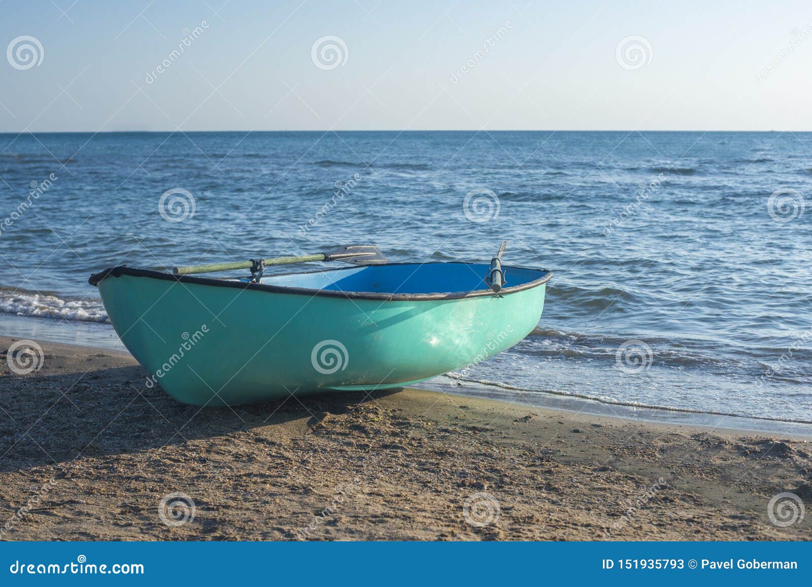 Fishing Boat on the Beach . Boat with Oars Stock Image - Image of ...