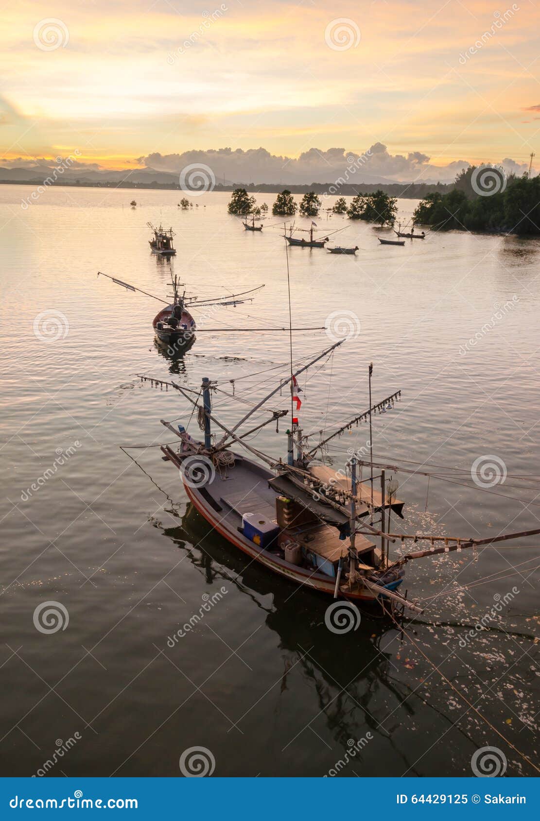 Fishing Boat Behind Sunrise. Stock Image - Image of stand, dramatic ...
