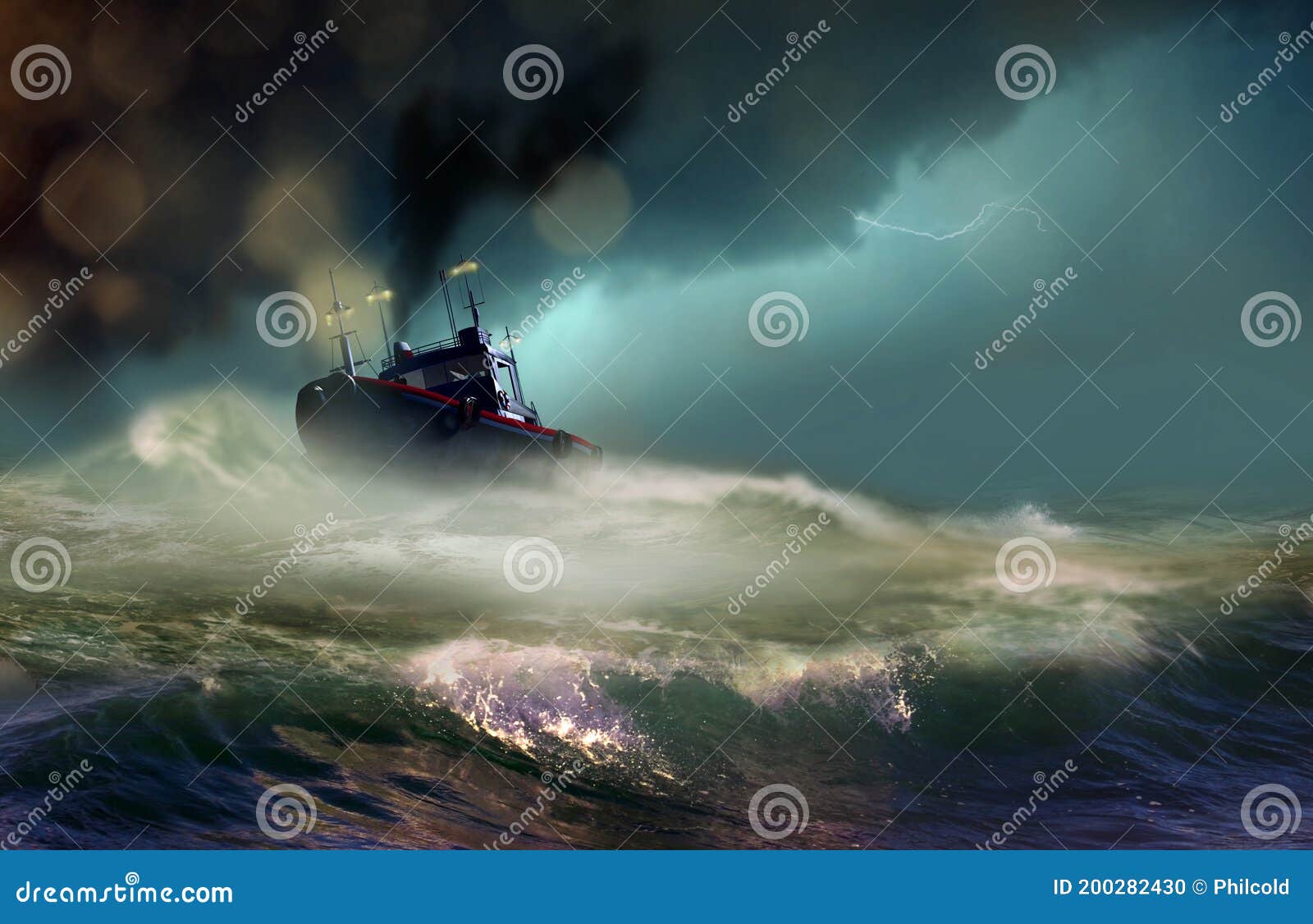 Alone into the storm stock illustration. Illustration of lightnings ...