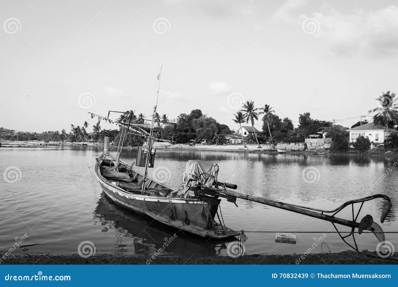 Fishing Boat,blank and White Stock Image - Image of summer ...