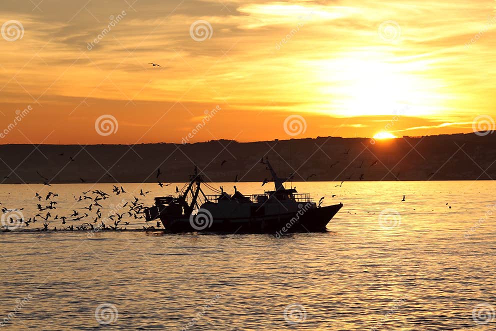 Fishing Boat Coming Back Home Stock Photo - Image of trawl, costa: 28487630