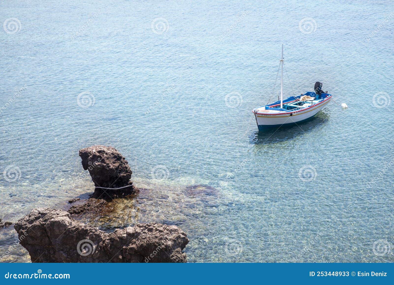 A Fishing Boat in the Deep Blue Sea Stock Image - Image of rusty ...