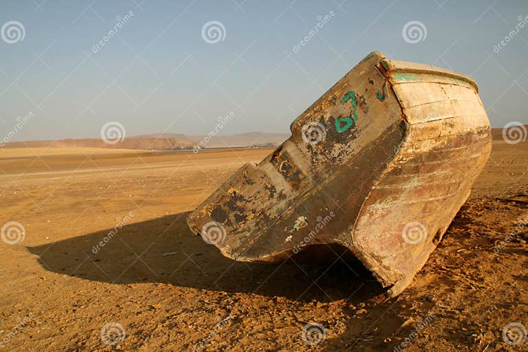 Fishing boat in the desert stock photo. Image of grounded - 4129506