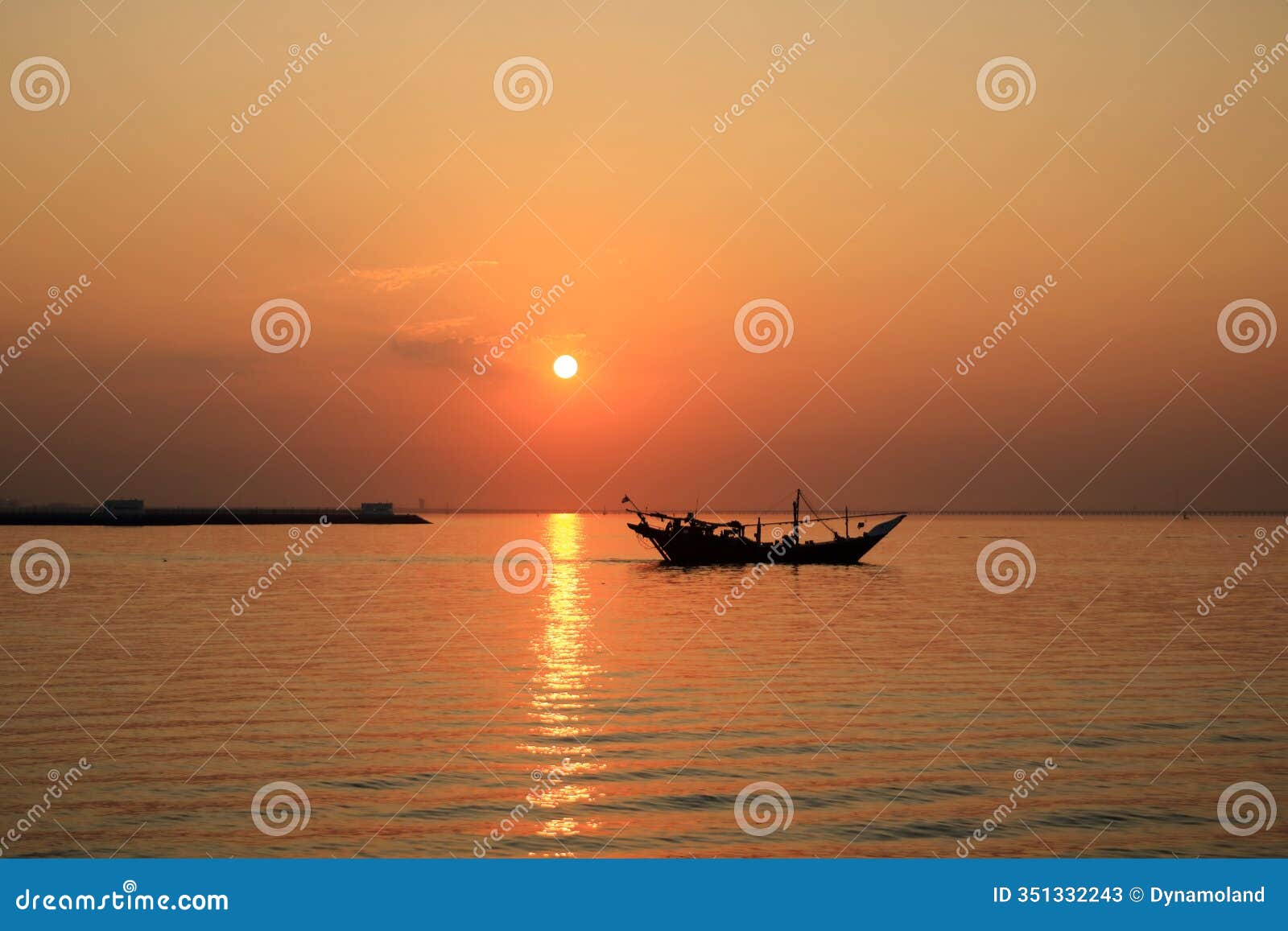Fishing Boat in Front of the Sunset in Kuwait, Middle East Stock Image ...