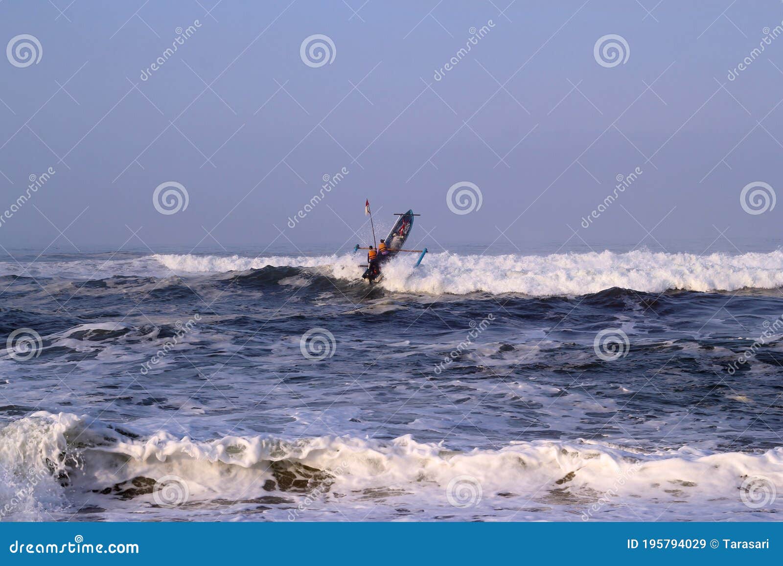 Fishing Boat Going through the Waves Stock Image - Image of asia ...