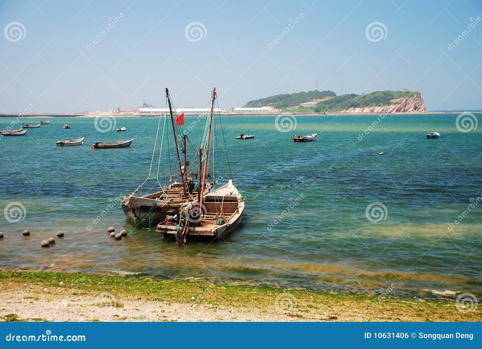 Fishing boat and island stock photo. Image of climb, landscape - 10631406