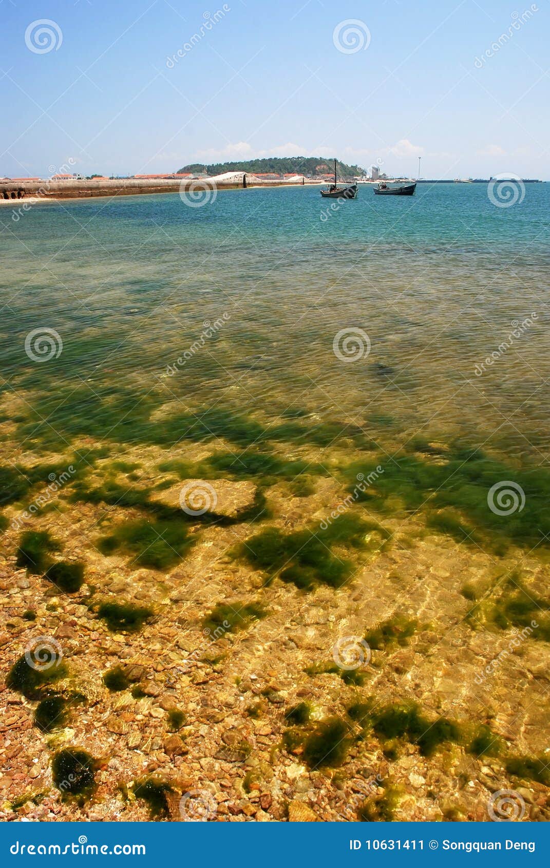Fishing boat and island stock image. Image of climb, coast - 10631411