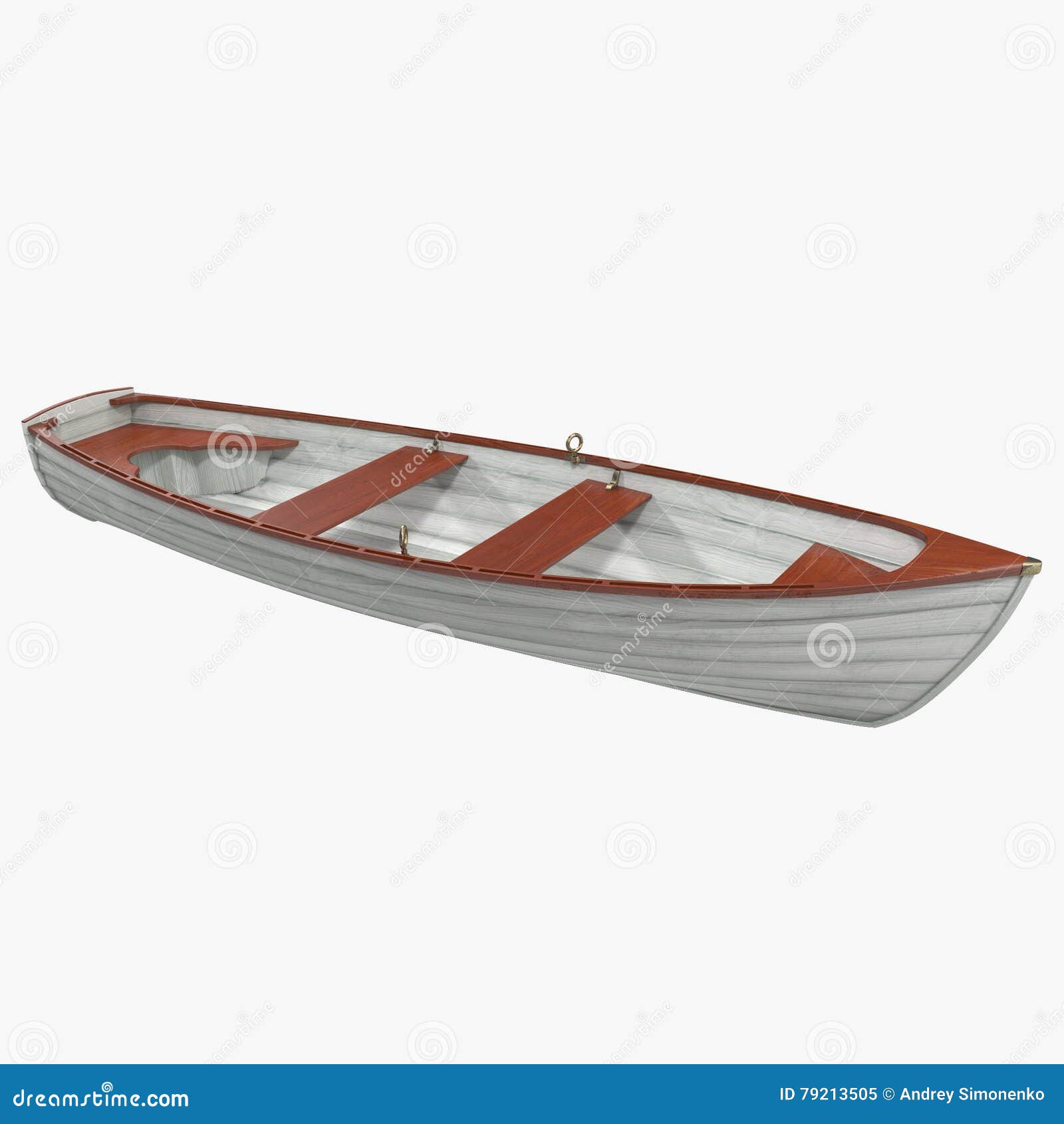 Wooden Row Boat Side View