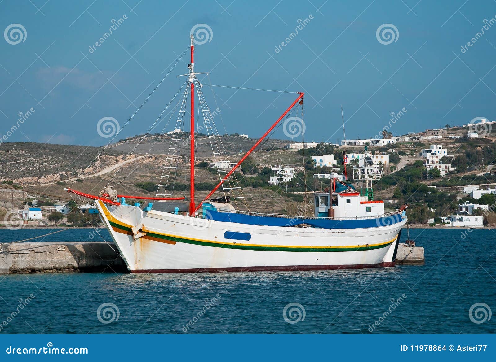 Fishing Boat at Marina on the Island Stock Photo - Image of commercial ...