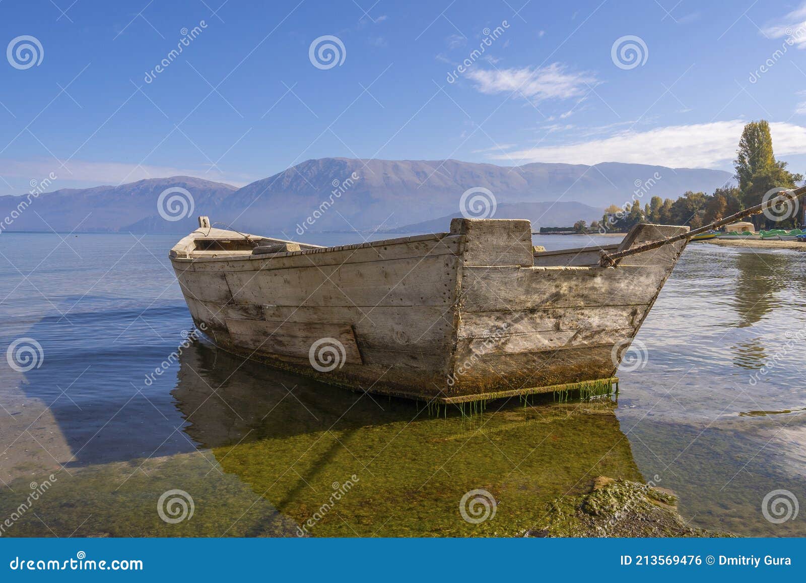 Fishing Boat at Pogradec, Lake Ohrid Stock Photo - Image of peaceful ...