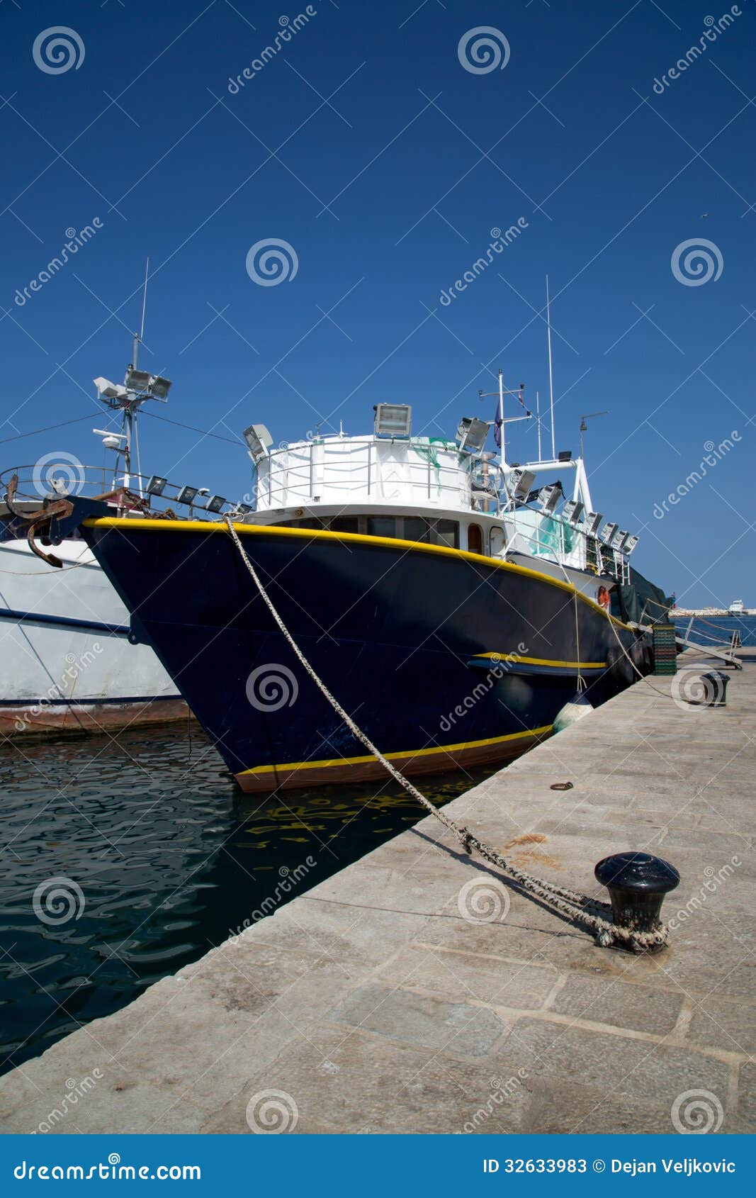 Fishing boat in the port stock image. Image of cloud - 32633983