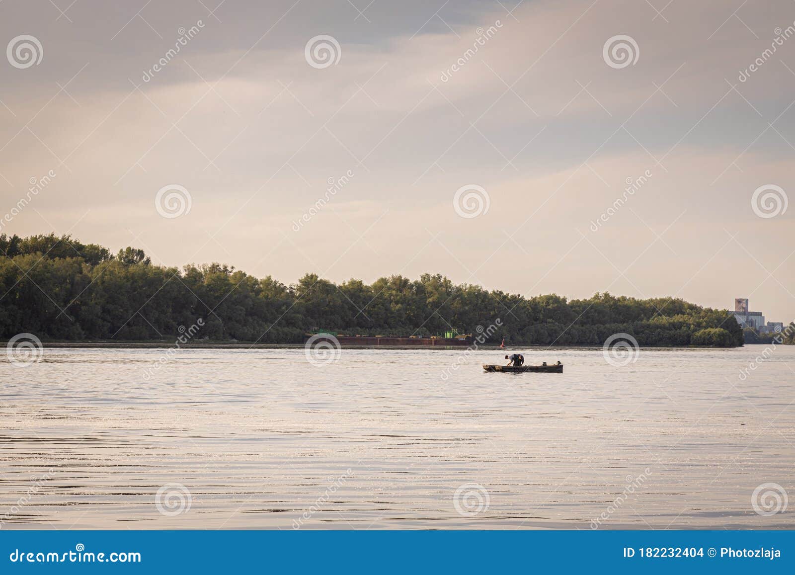Fishing Boat on the River on a Sunset Stock Photo - Image of leisure ...