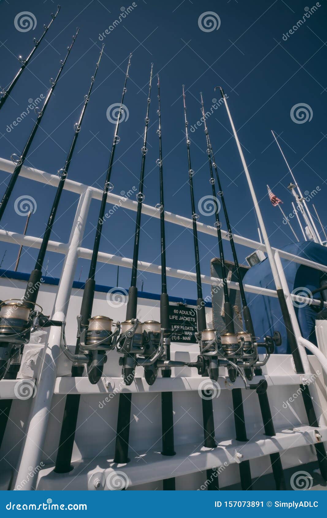 Fishing Boat with Fishing Rods on the Deck Editorial Photo - Image of ...
