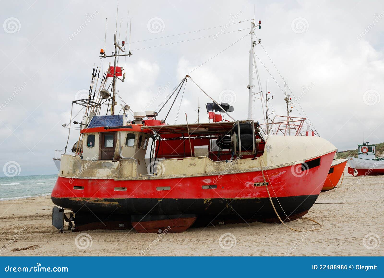 Fishing Boat on the Sand Coast. Stock Photo - Image of fisheries ...