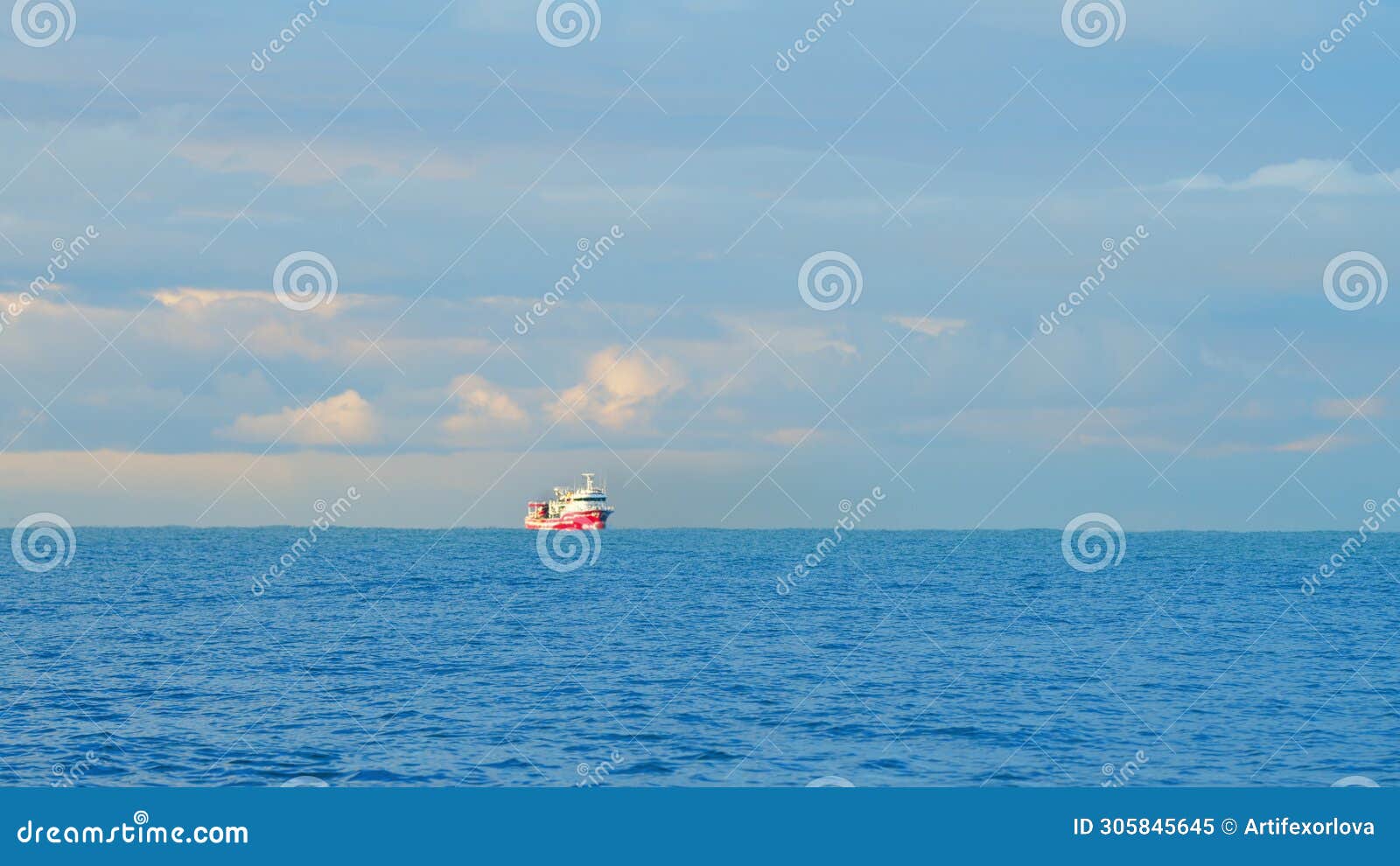 Fishing Boat on Sea. Fishing Ship in Sea. Small Boat Float. Static View ...