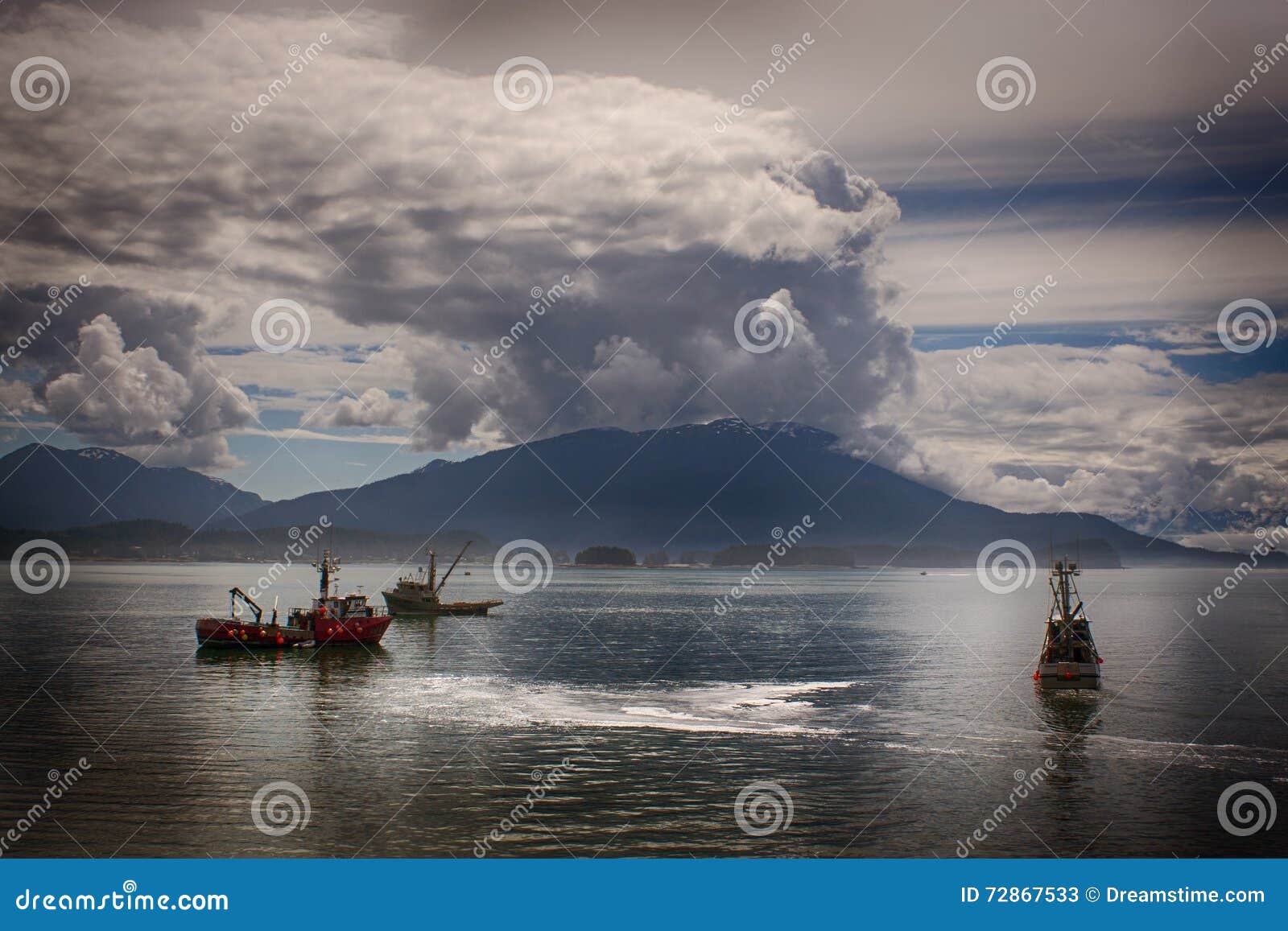 Fishing Boat Seines for Salmon. Alaska Stock Image - Image of seining ...