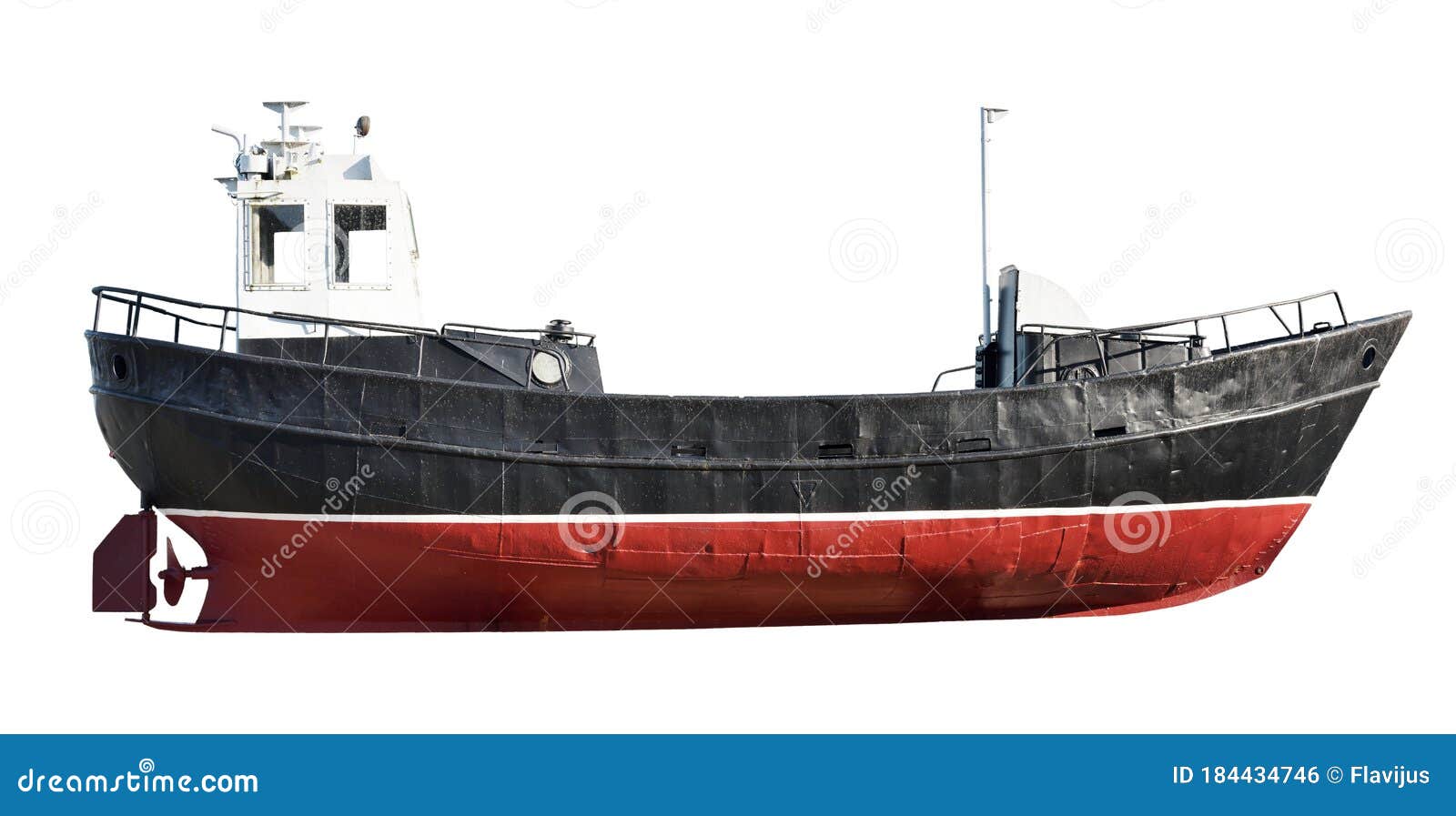 Fishing Boat Side View on White Background Stock Photo - Image of ...