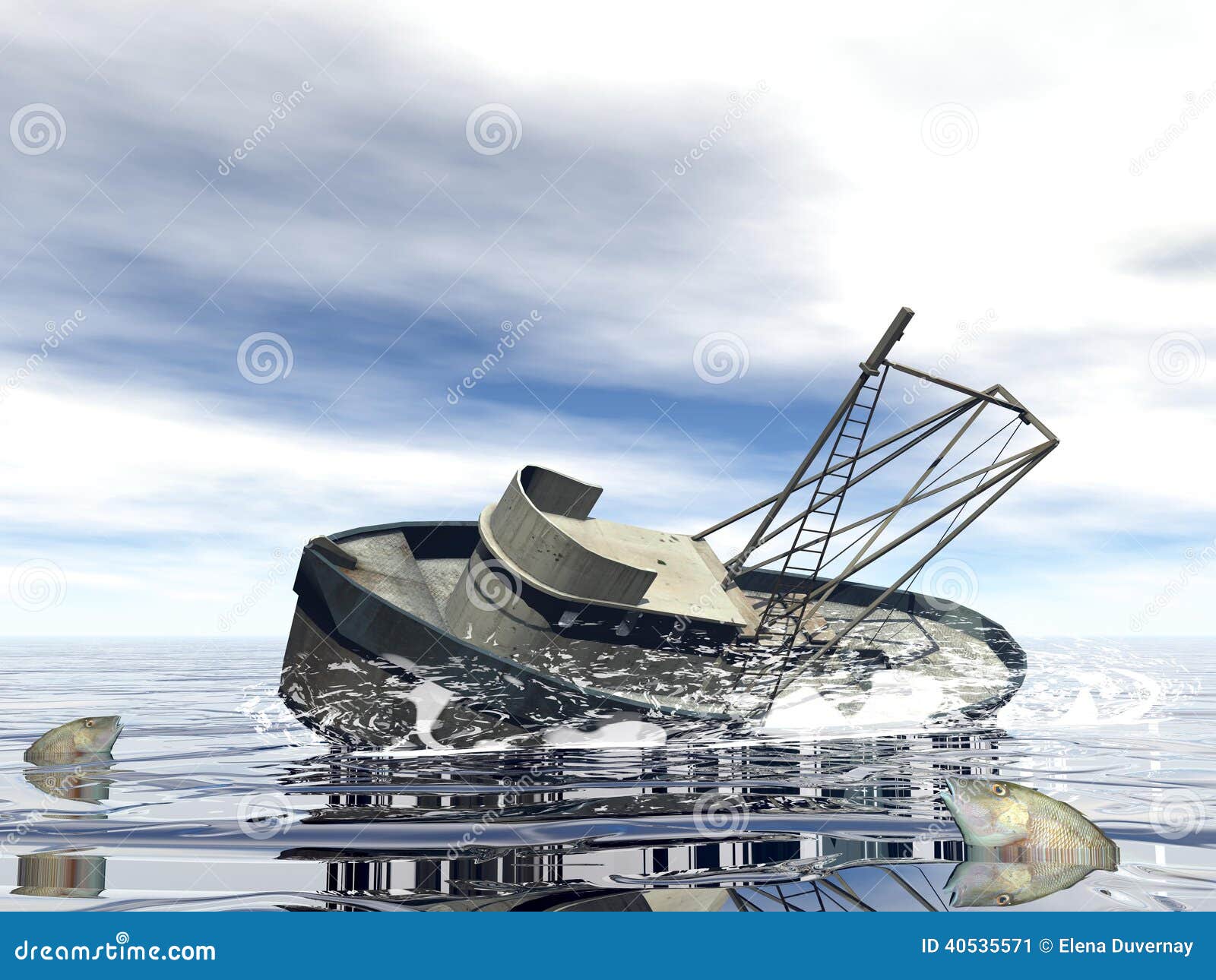 A Boat Sinking Into A Sea Of Horrors, With Tentacles, Eyes, And Teeth ...